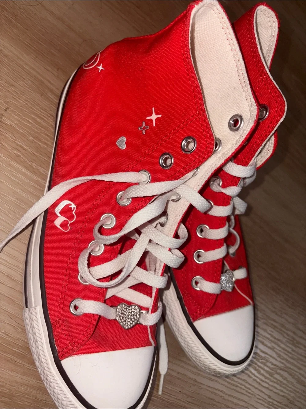 Converse | Shoes | Converse Red Canvas Hightop Sneakers With Heart ...